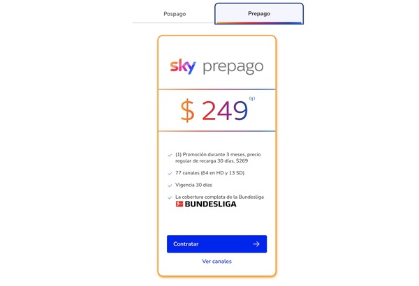 SKY Prepago | Precio y Canales | sin contrato | 2024 | Que plan
